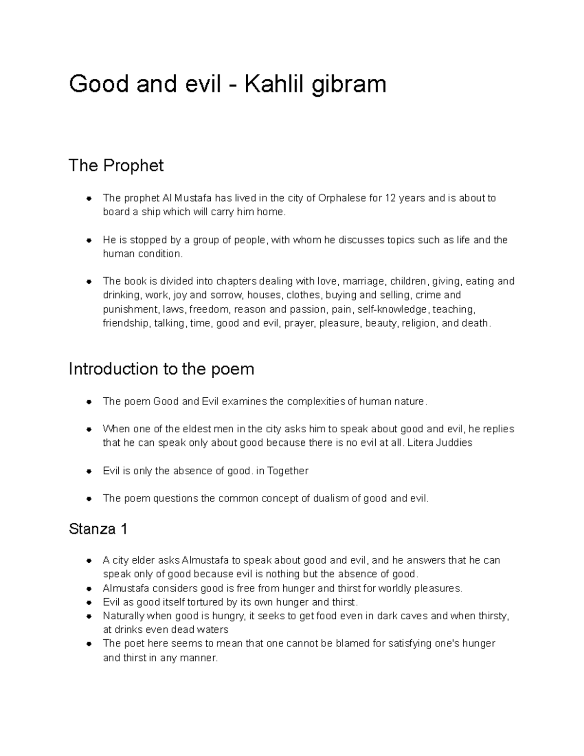 KGL 101: Analysis of Good and Evil in Kahlil Gibran's "The Prophet ...