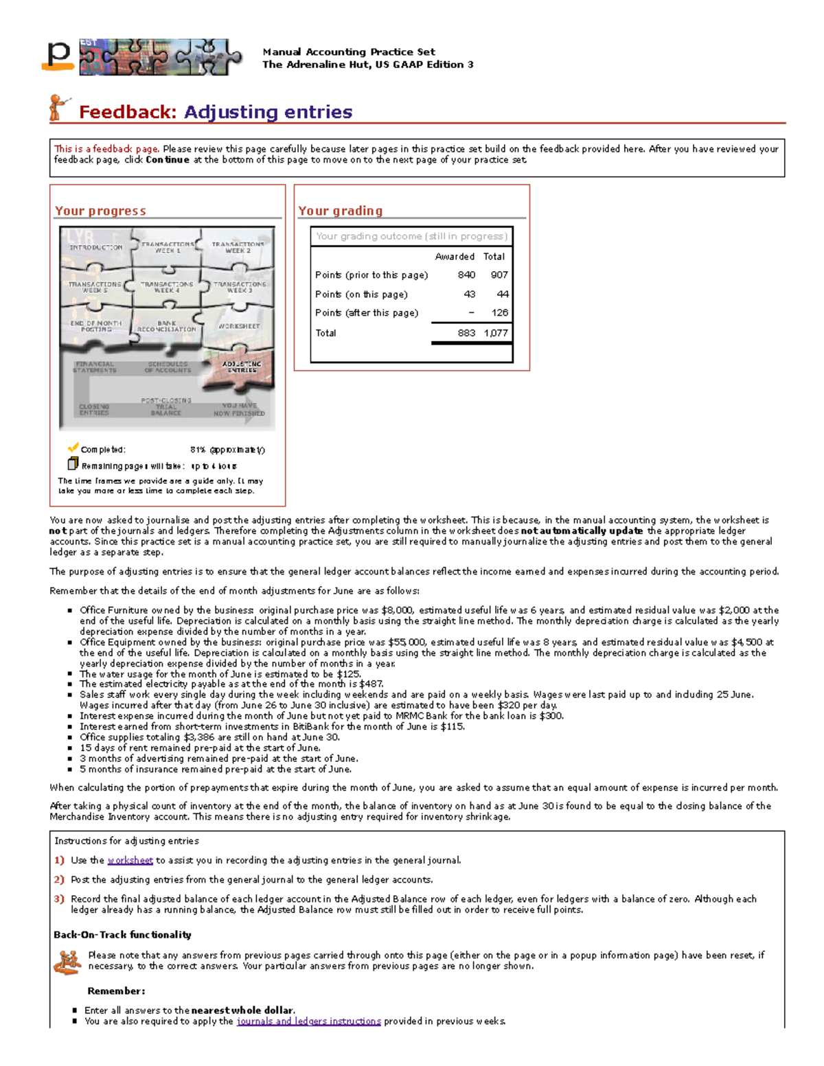 Perdisco Adjusting Entries Practice Set (Edition 3) - Feedback and ...