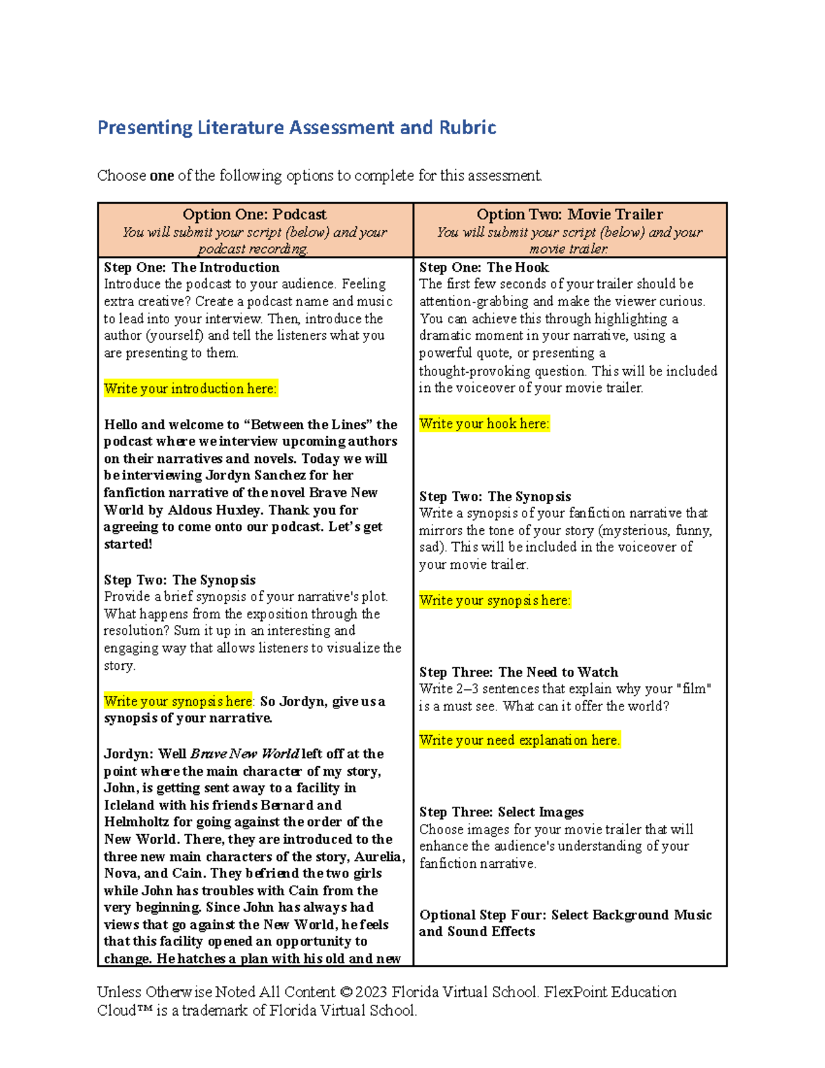 3.06 English Assignment: Podcast or Movie Trailer Project Guide - Studocu