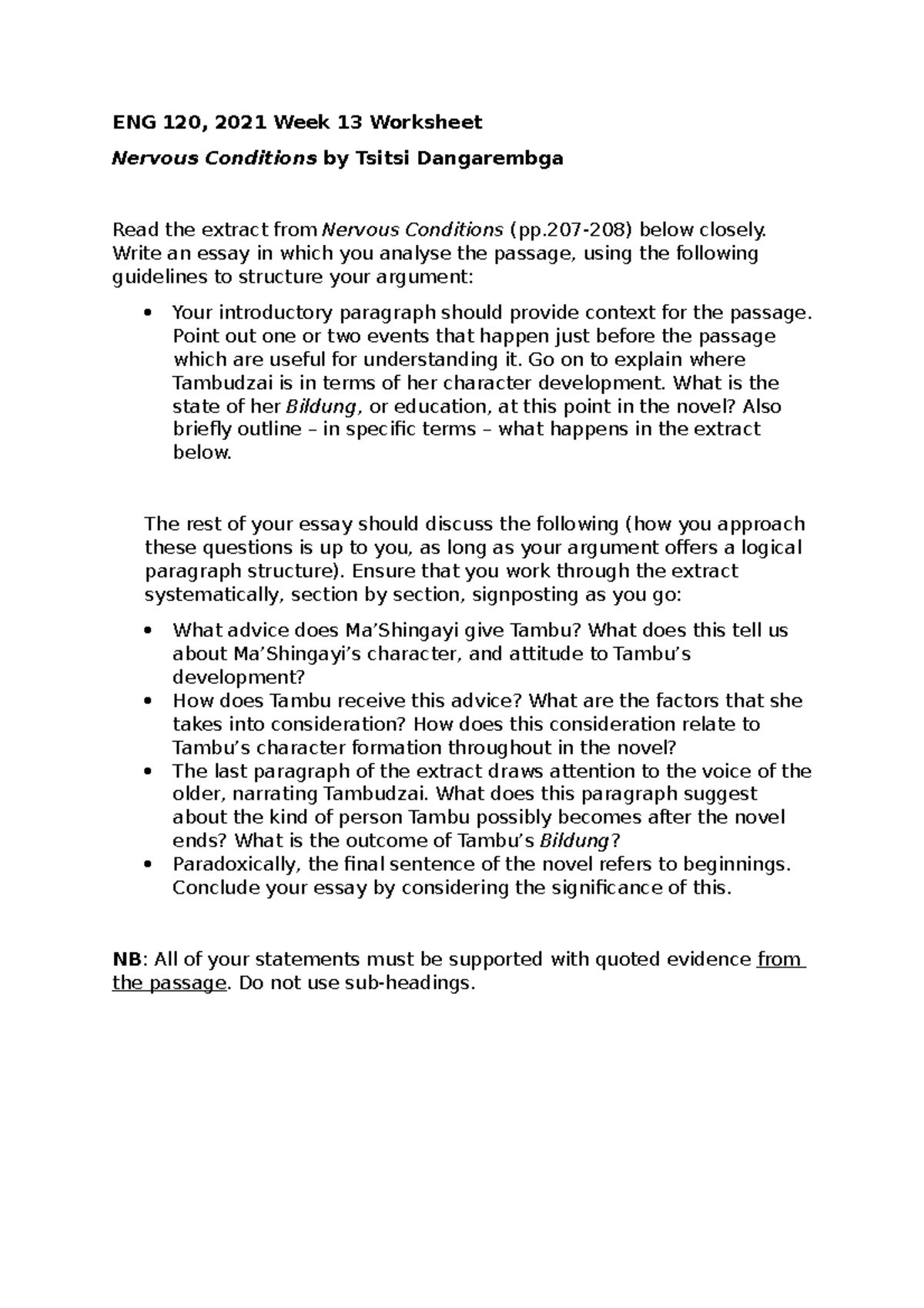 ENG 120 Worksheet 13 –Questions - ENG 120, 2021 Week 13 Worksheet ...