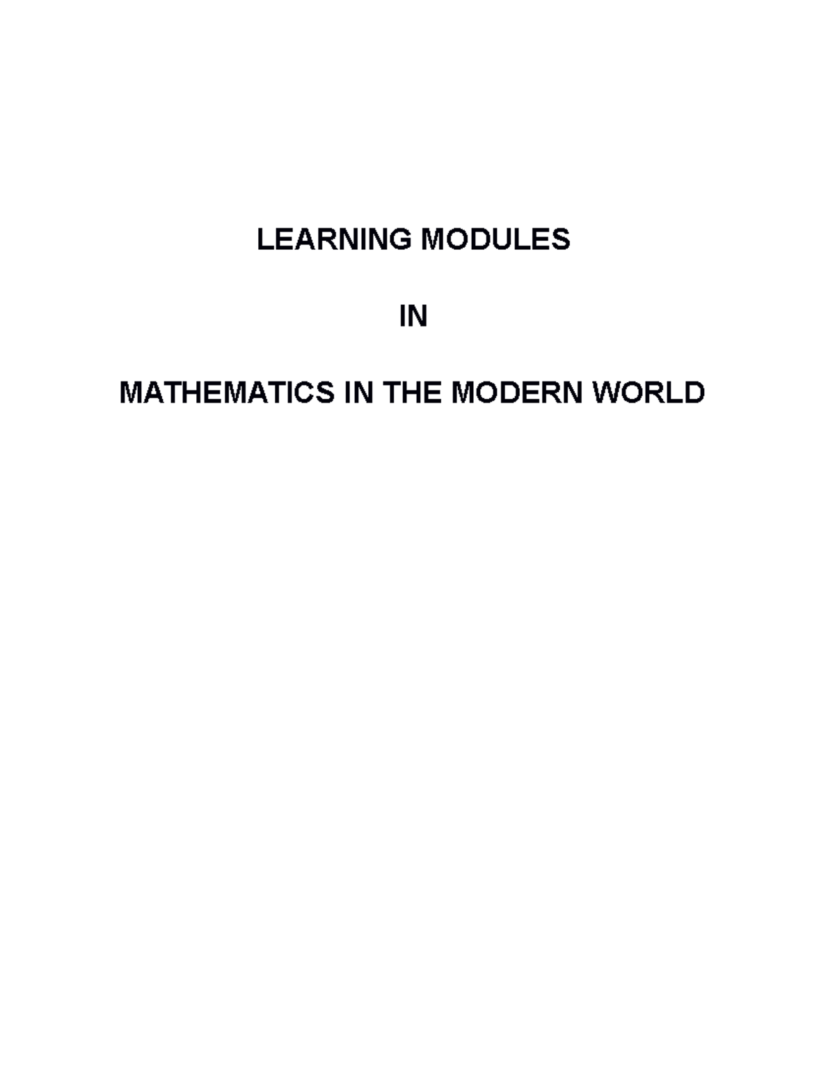 GEd 102 - Mathematics in the Modern World 3 - LEARNING MODULES IN ...