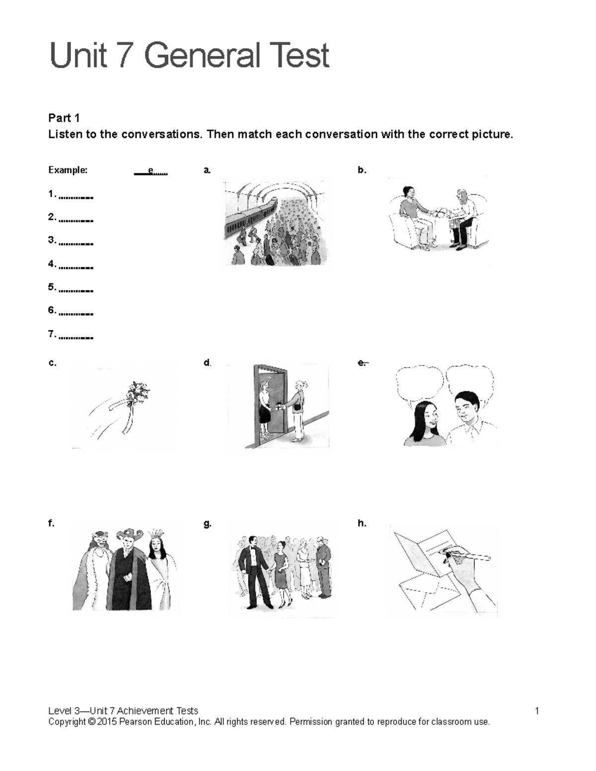 TN3 Unit 7 Assessment - Unit 7 General Test Part 1 Listen to the ...