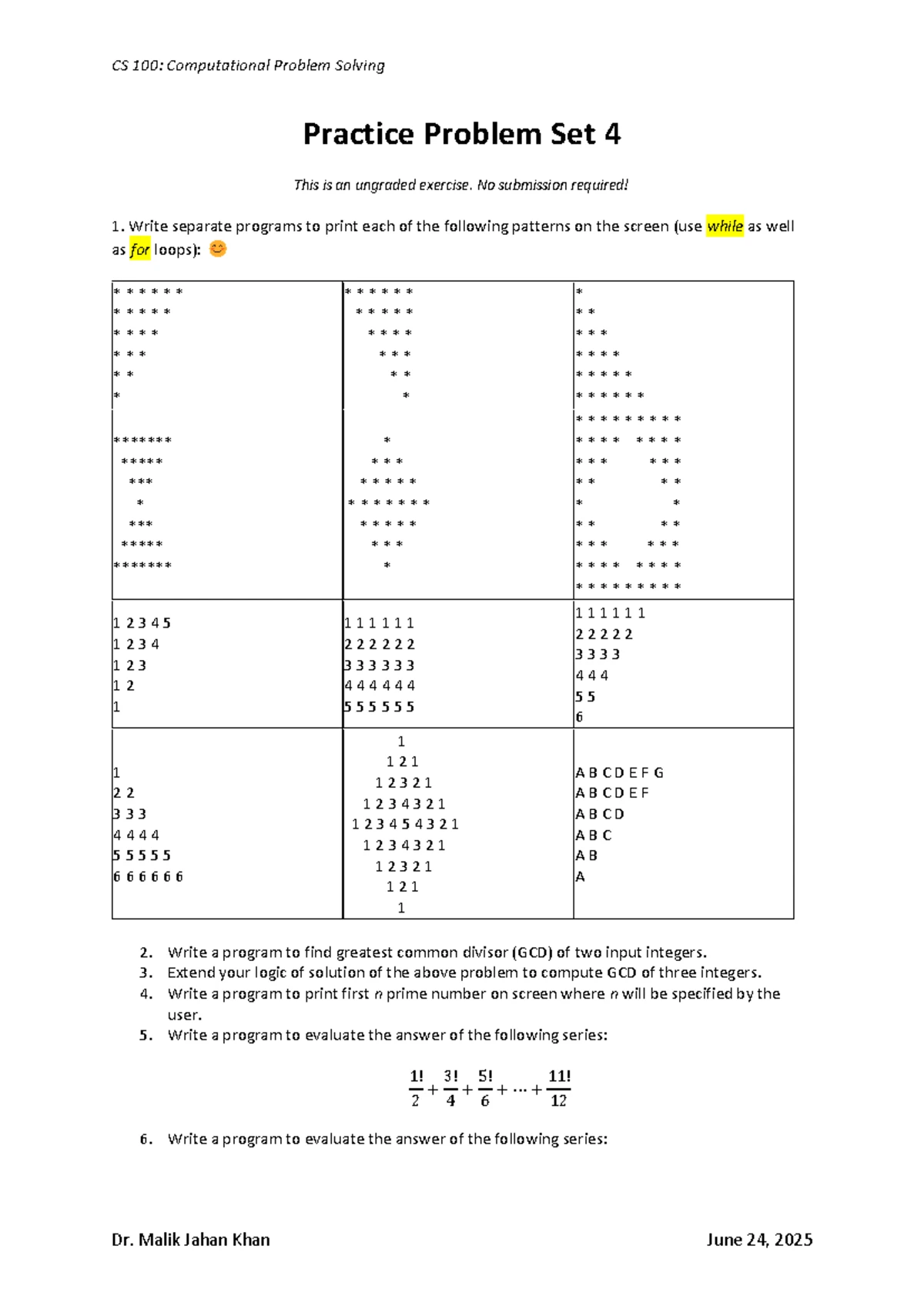 Practice Problem Set 3 - Computational Problem Solving - Studocu