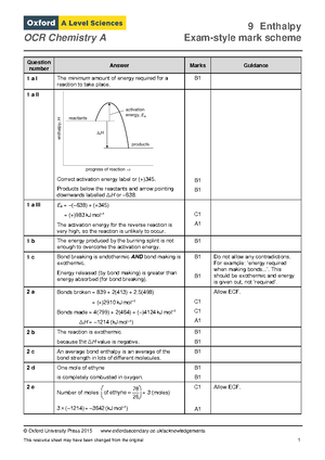 A Level Chemistry PAGs Extension opportunity answers - OCR A - PAG 1 ...