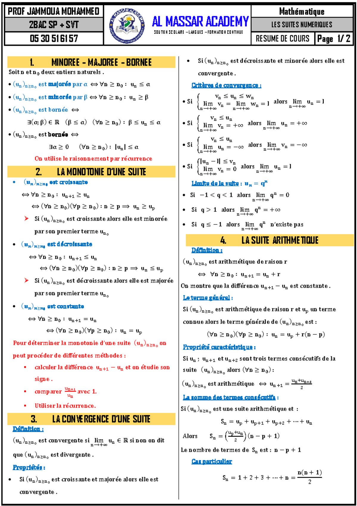 LES Suites Numeriques - everything u need - PROF JAMMOUA MOHAMMED AL ...