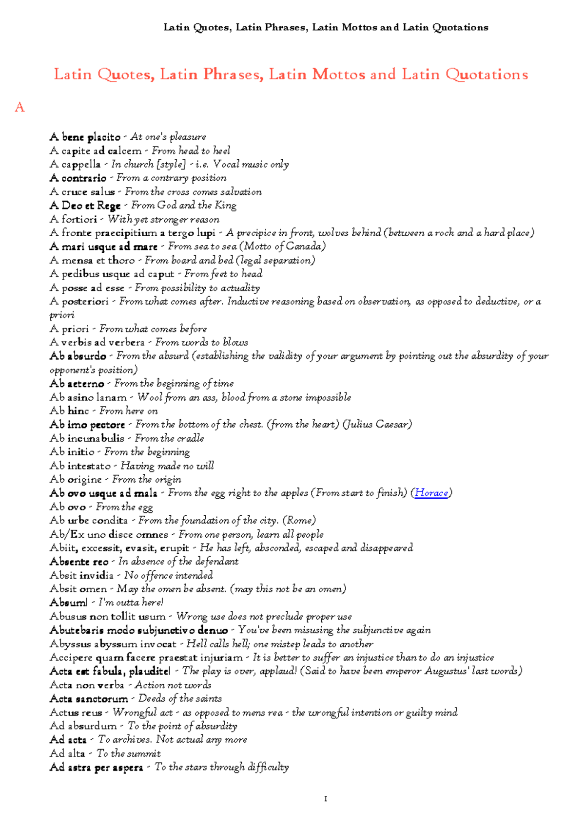 Latin Quotes, Phrases, and Mottos: A Comprehensive Collection - Studocu