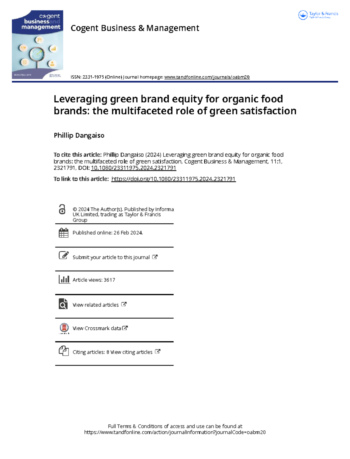 G31210177 Leveraging Green Brand Equity in Organic Foods: The Role of ...