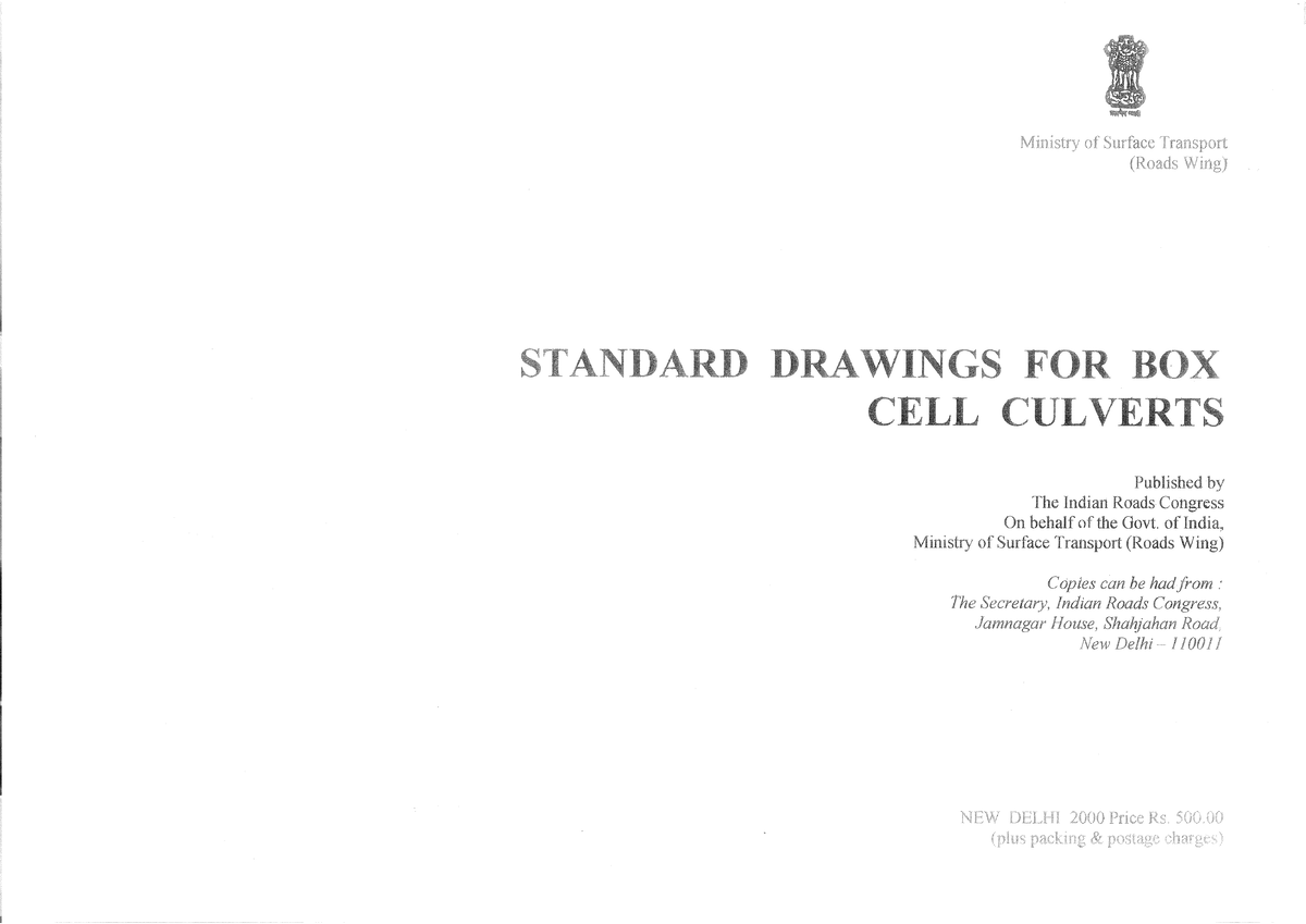 Standard Drawings for Box Cell Structures (IRC) - Studocu
