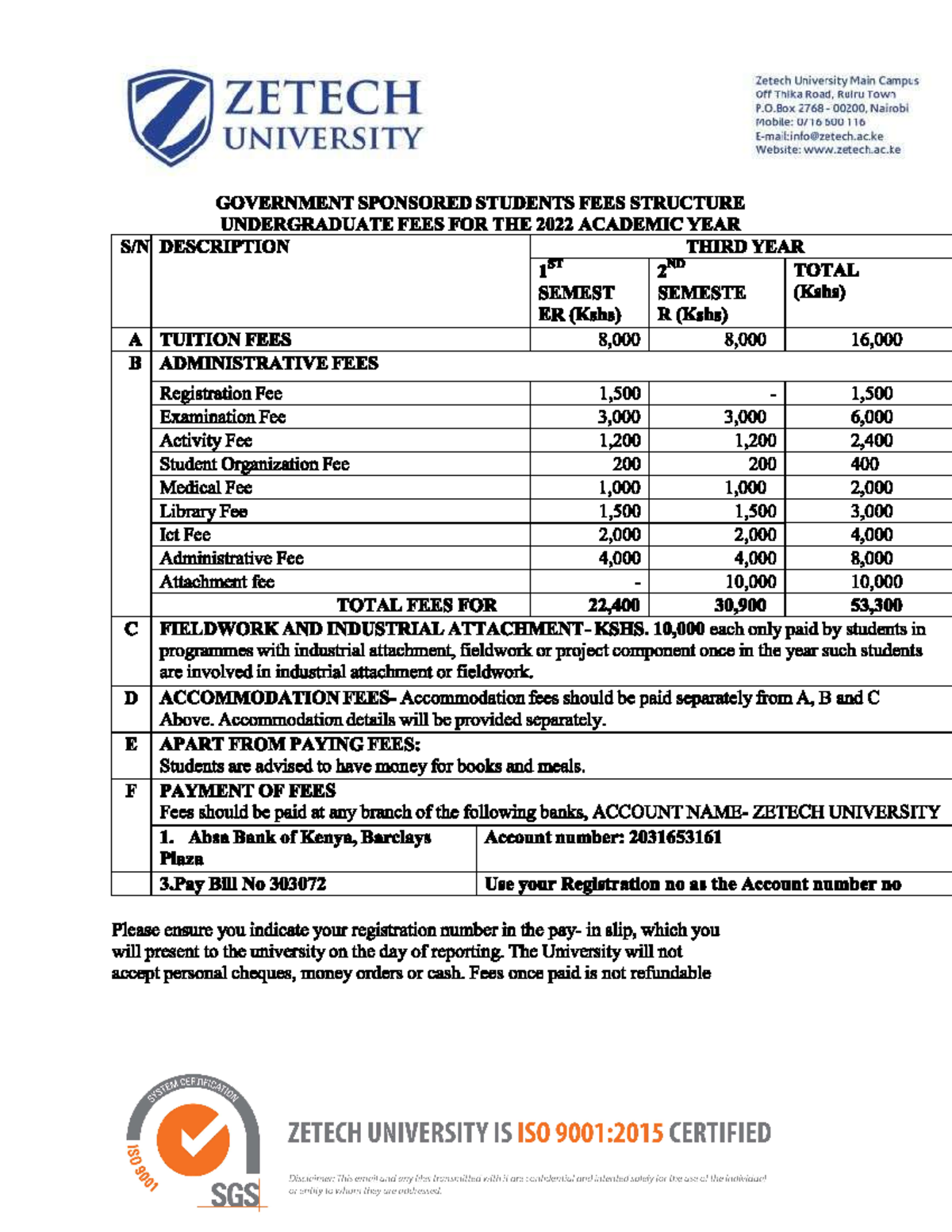 Fee Structure for Zetech BCOM Program 2024-25 - Studocu