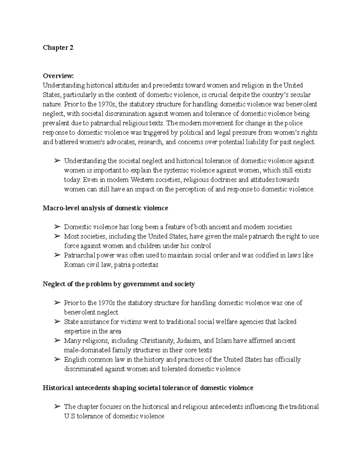 Chapter 2: Historical Context of Domestic Violence in the U.S. - Studocu
