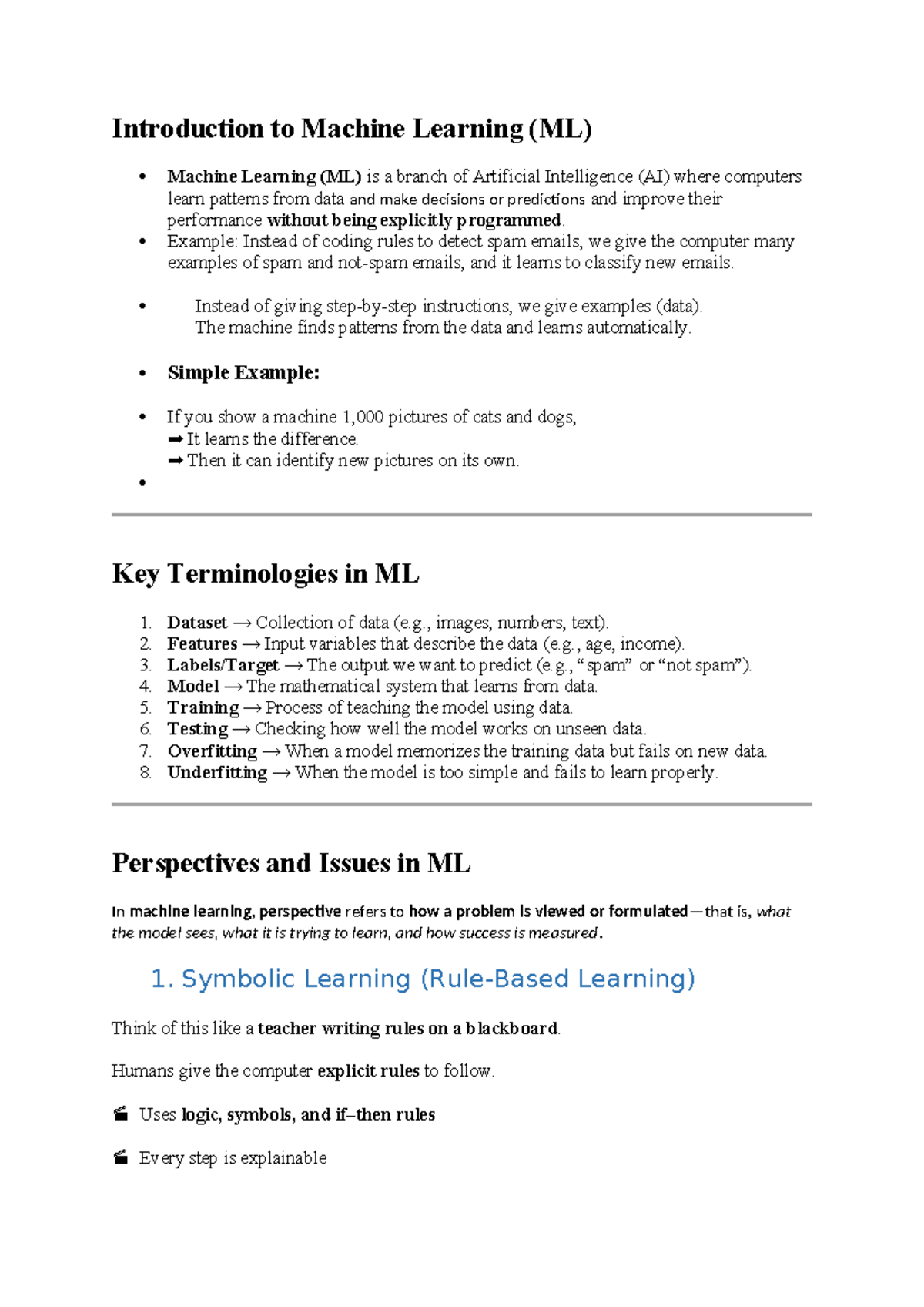 Introduction to Machine Learning (ML) Concepts and Techniques - Studocu