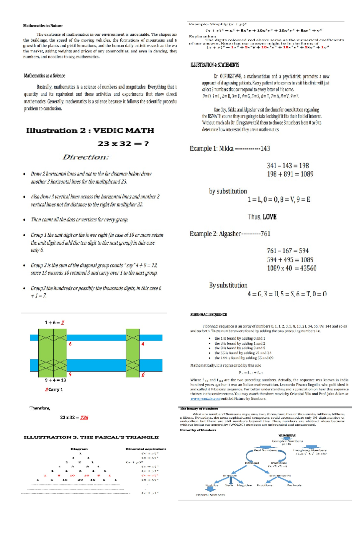 Math15: Divisibility Rules, Vedic Math, Pascal's Triangle & Sets - Studocu