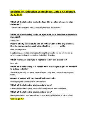 Introduction to Business Milestone 1 - UNIT 1 MILESTONE 1 RETAKE i 19 ...