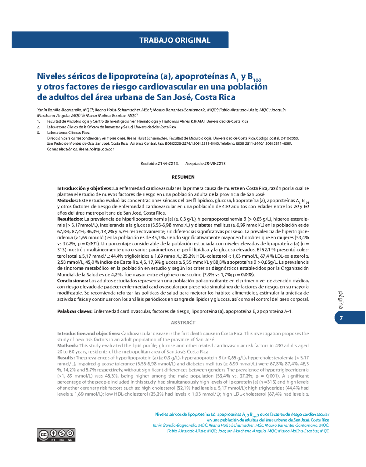 Seminario 4 - Niveles de Apoproteínas A1 y B100 en Riesgo ...