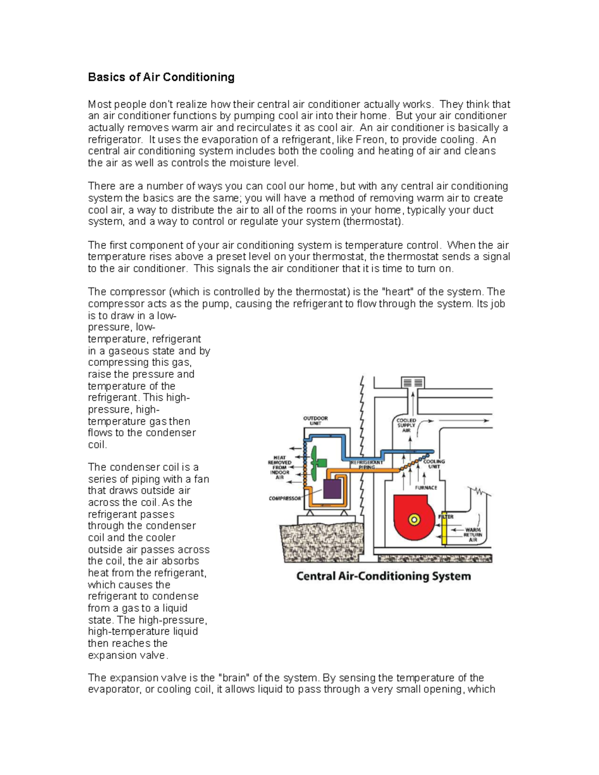 Basics of Air Conditioning: Understanding Central AC Systems - Studocu