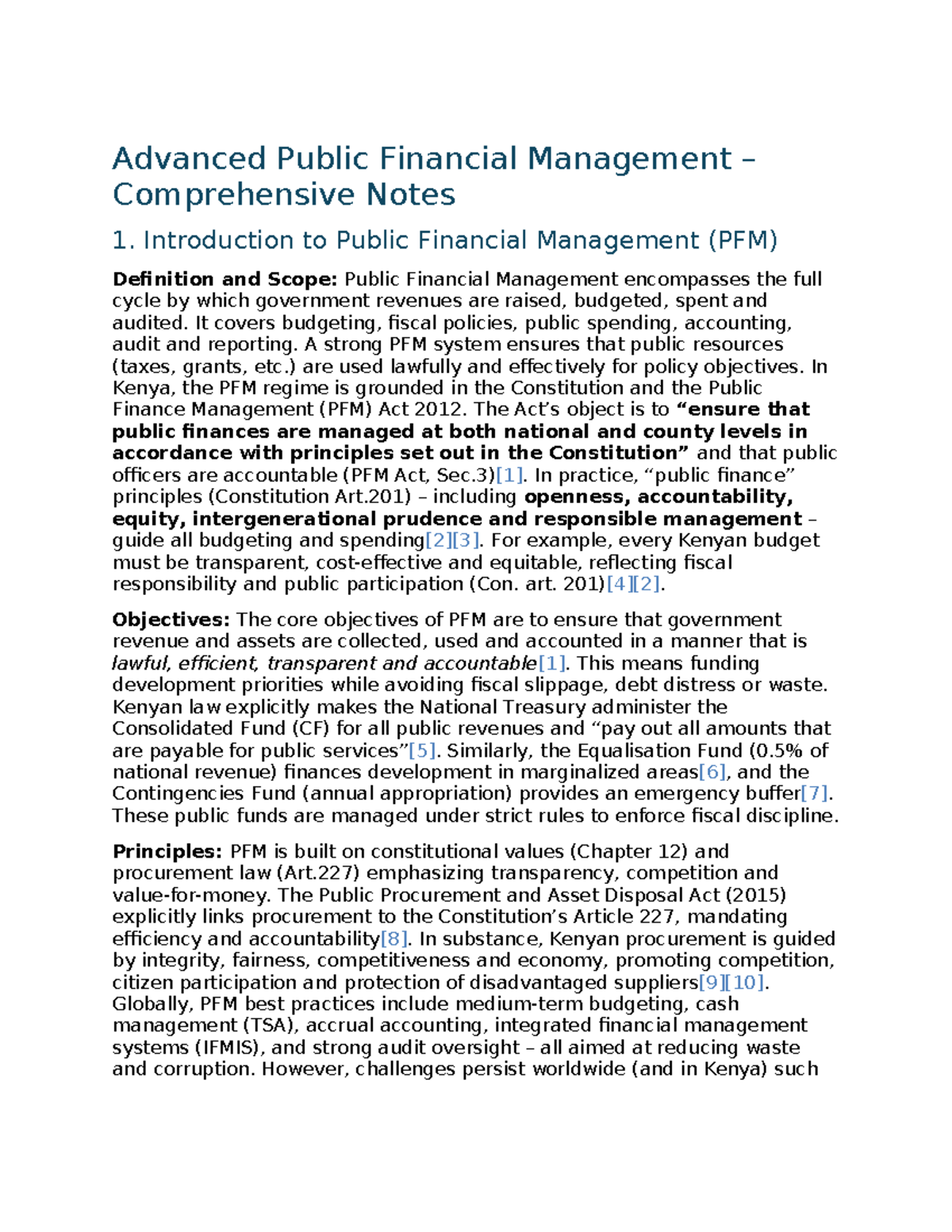 Advanced Public Financial Management (PFM) Comprehensive Notes - Studocu
