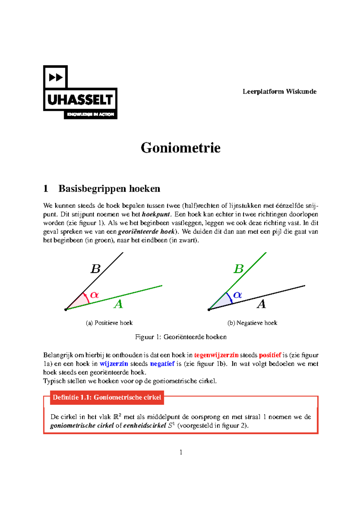 Goniometrie - Voorbereiding wiskunde - Leerplatform Wiskunde ...