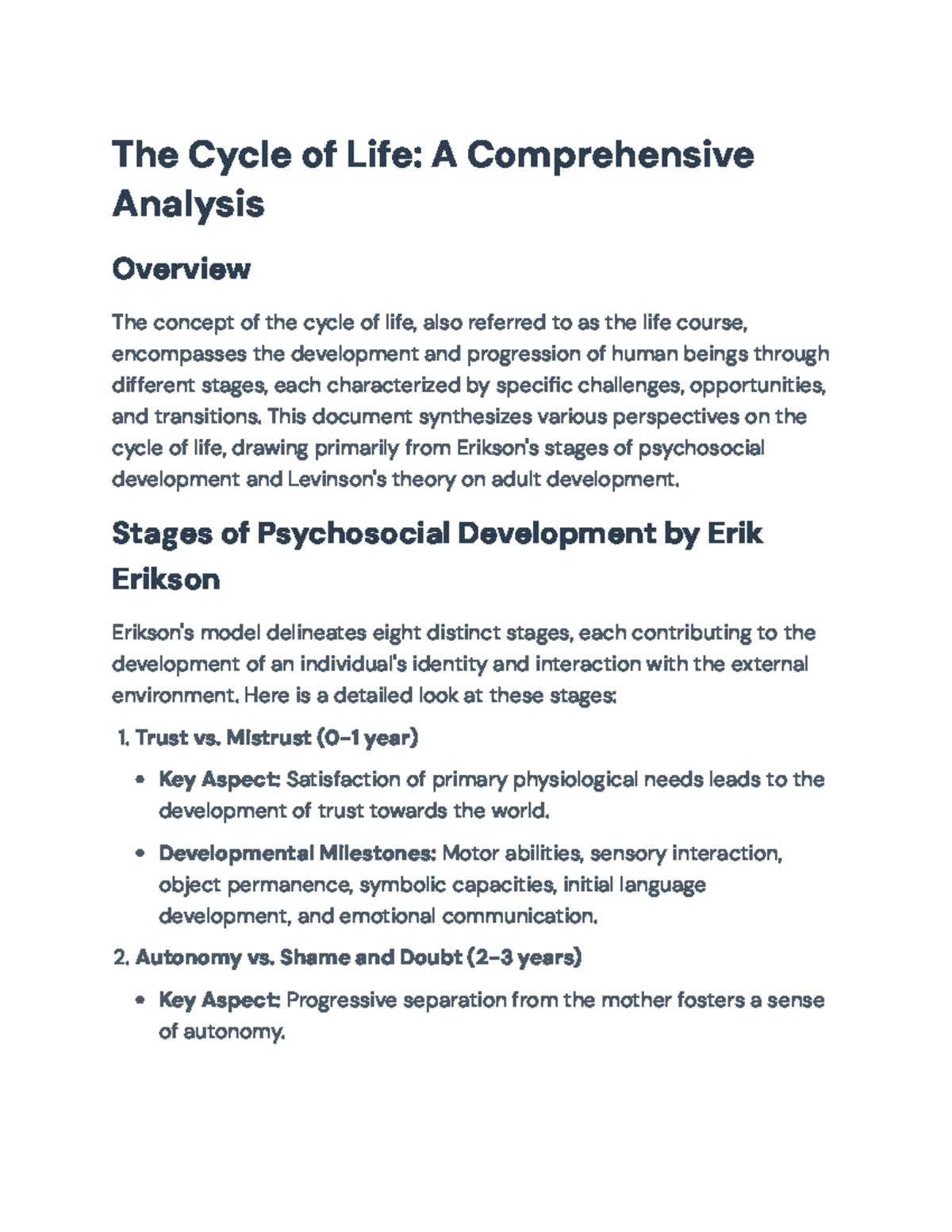 The Cycle of Life: An Analysis of Human Development Stages and Theories ...