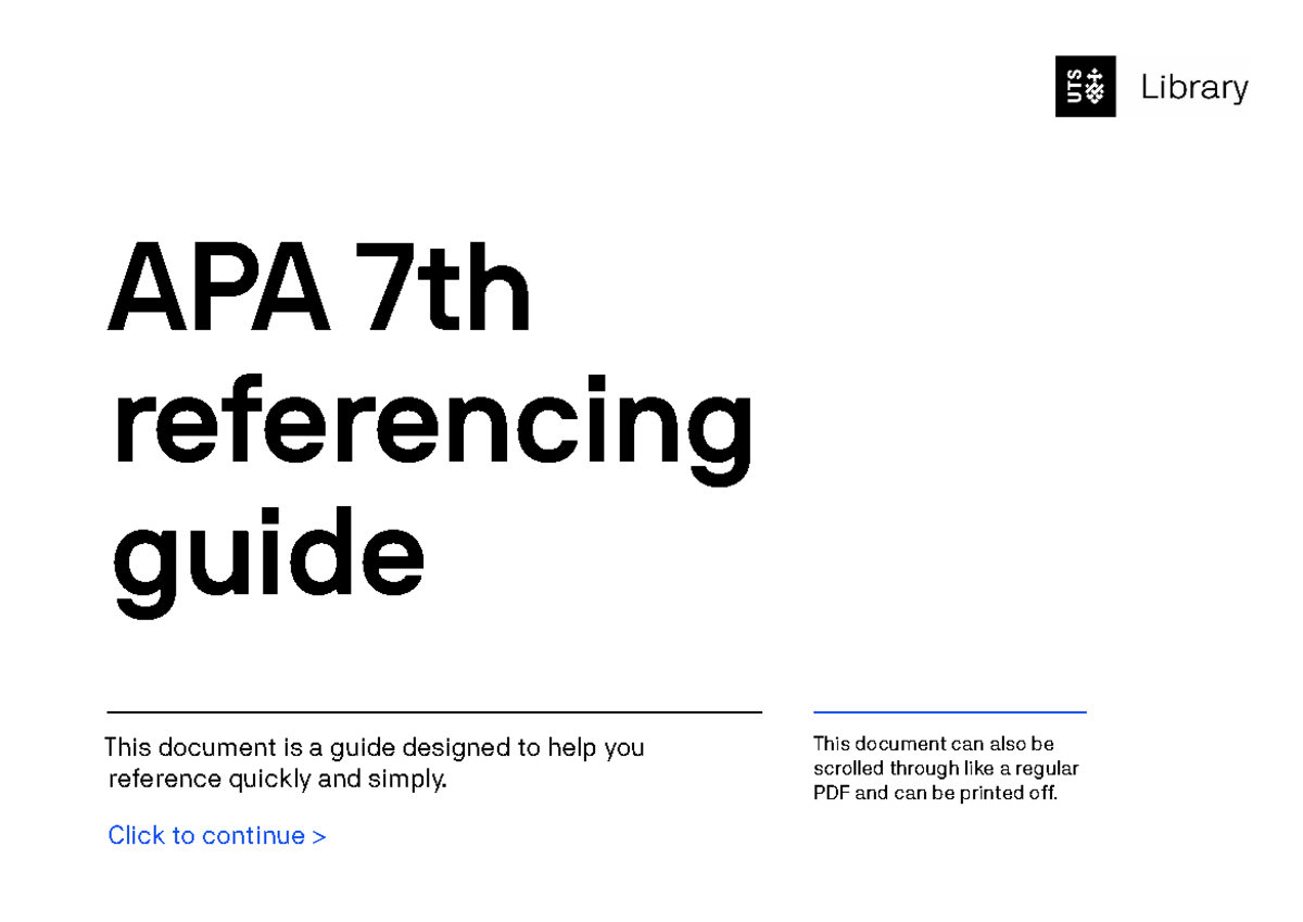 APA Referencing Guide - Simplified Instructions (7th Ed.) - Studocu