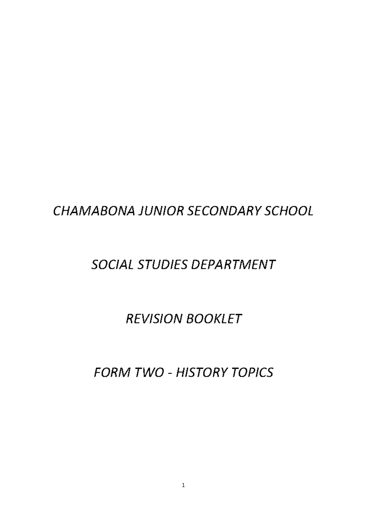 Maitlamo Social Studies Form 1 - End of Sept 2023 Test Paper Review ...