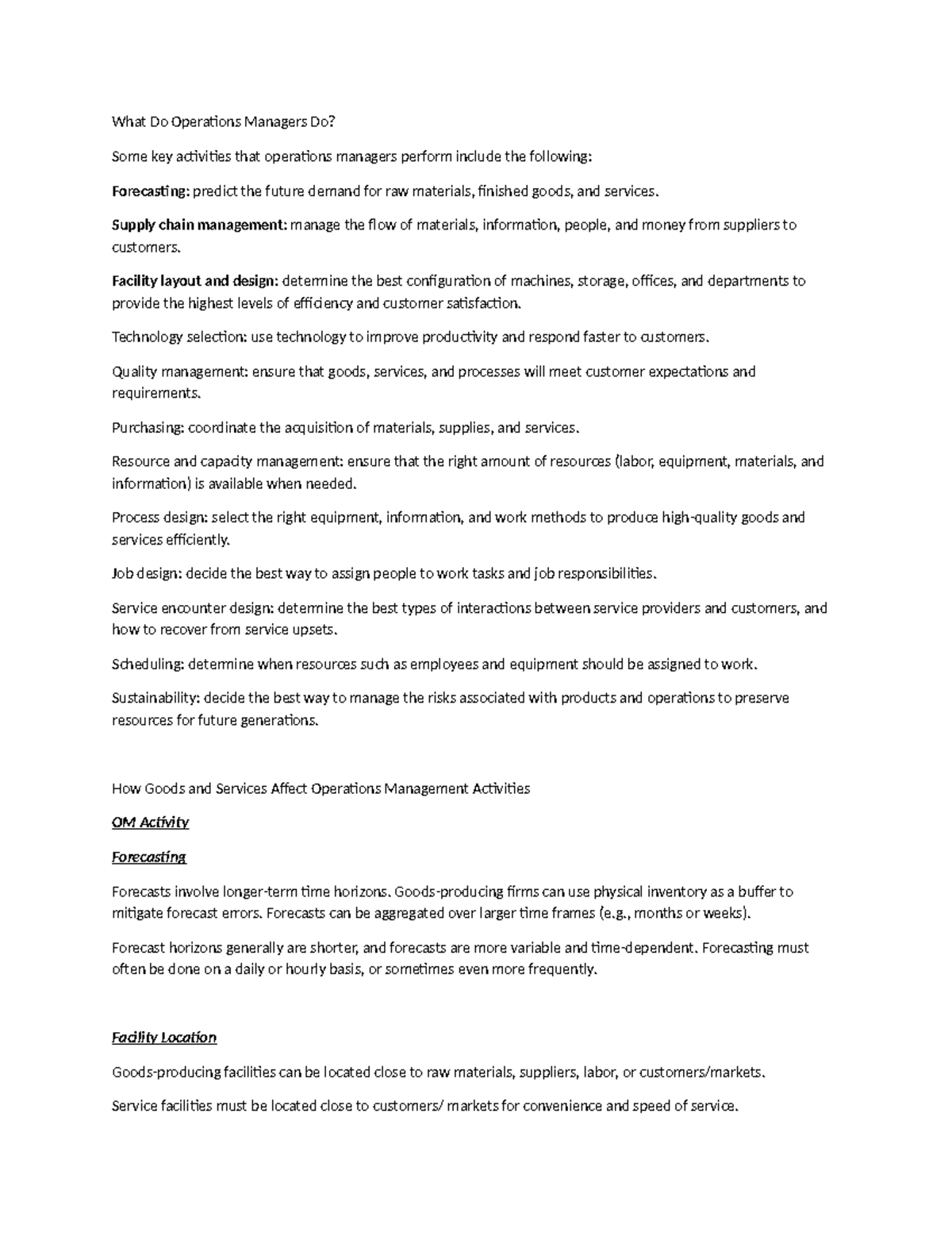 Operations Management: Key Activities & Insights for Students - Studocu