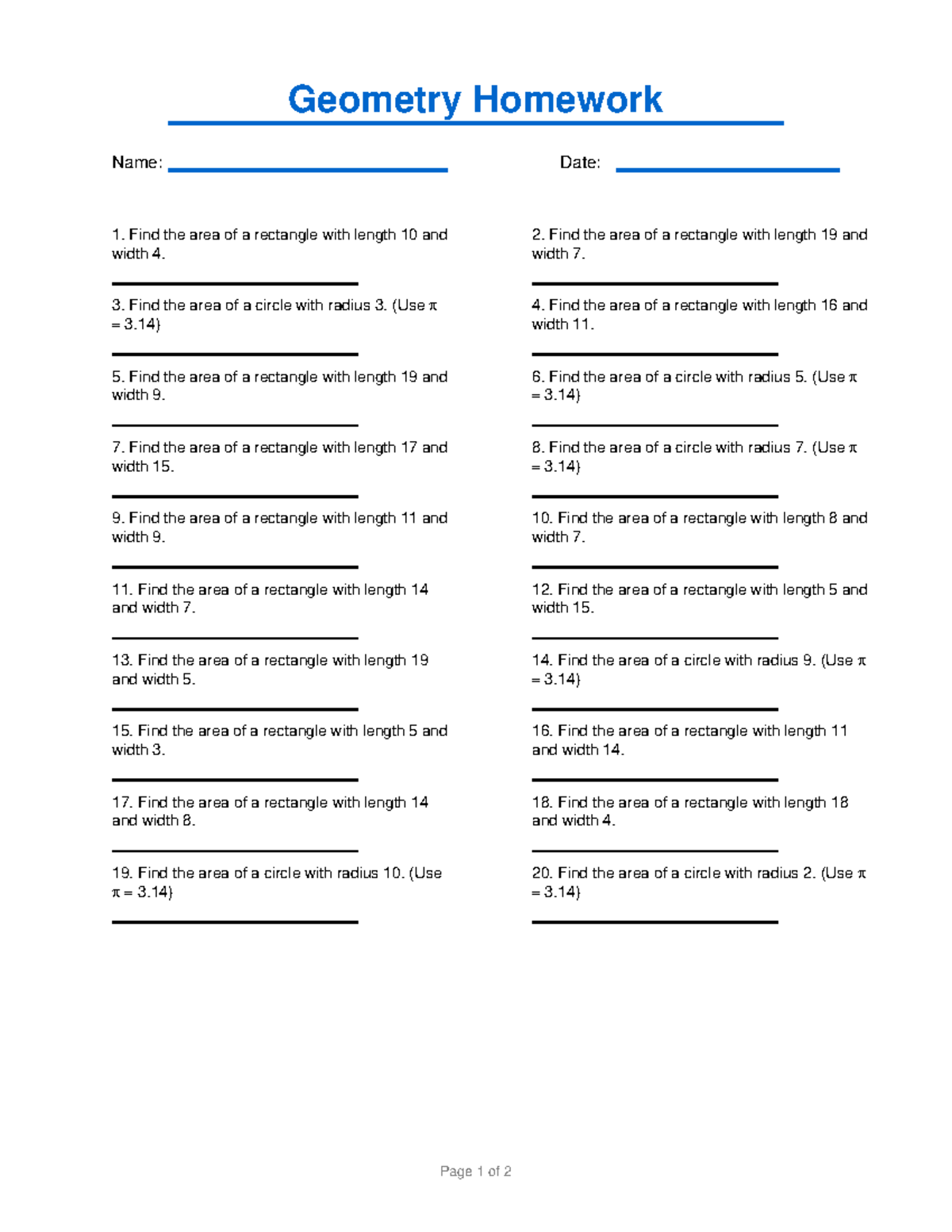 Geometry Homework 7: Area Calculations and Word Problems - Studocu