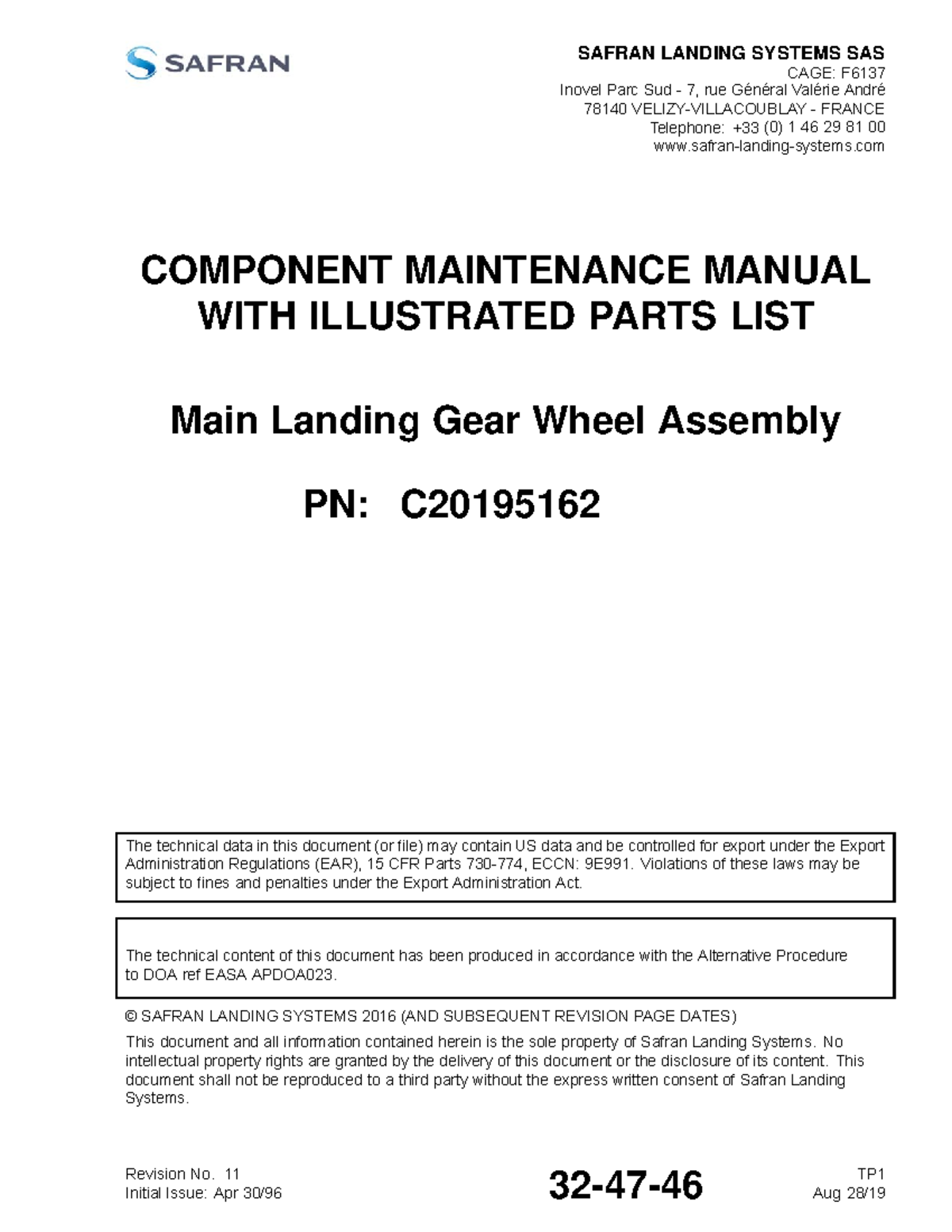 CMM 32-47-46 Rev 11: Main Landing Gear Wheel Assembly PN C2019 5162 ...
