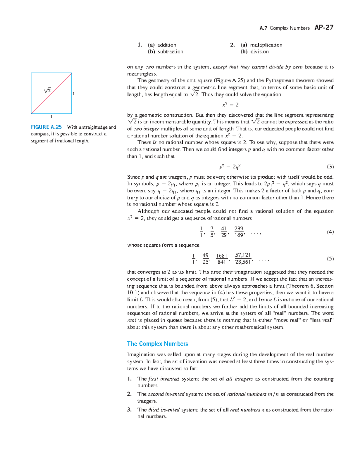 A.7 Complex Numbers: Addition, Subtraction, Multiplication, Division ...