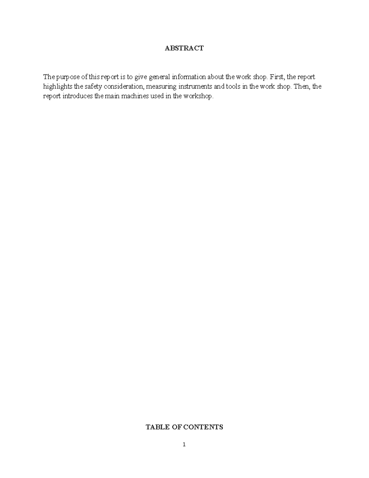 MECH 101: Mechanical Workshop Report on Safety & Equipment - Studocu