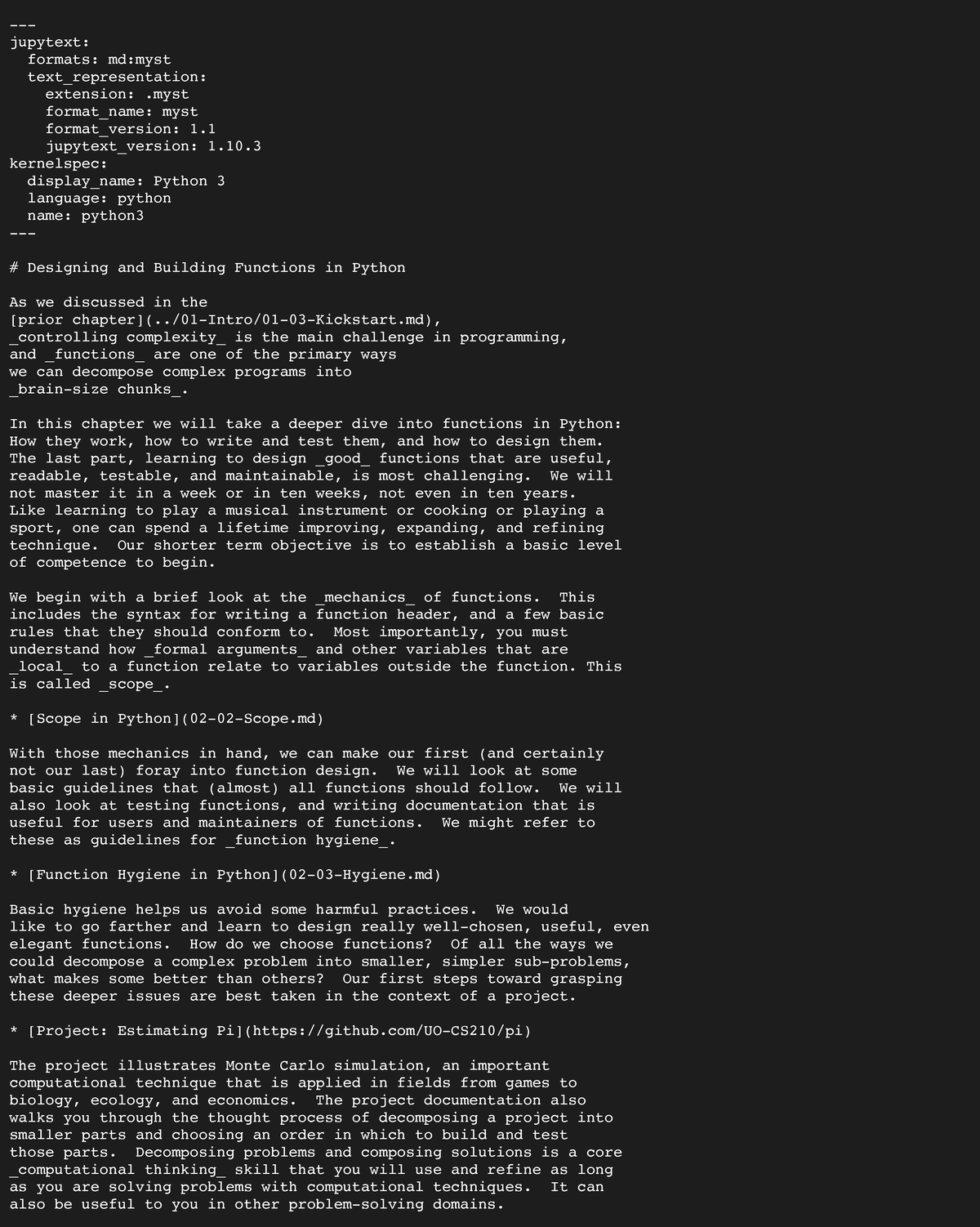 Designing and Building Functions in Python: A Comprehensive Guide (CS101) - Studocu