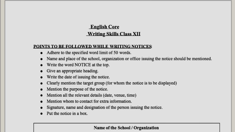Writing Skills Guide for English Core Class XII - Studocu