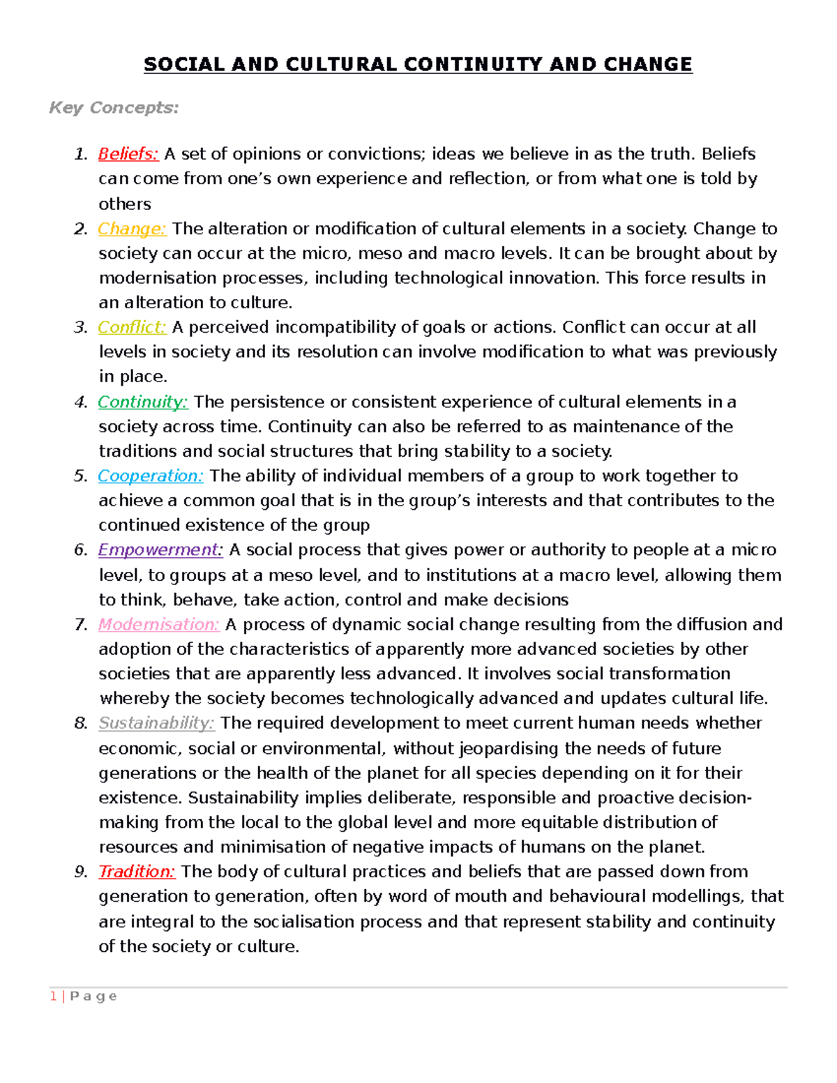 SOC101: Social & Cultural Continuity and Change Overview - Studocu