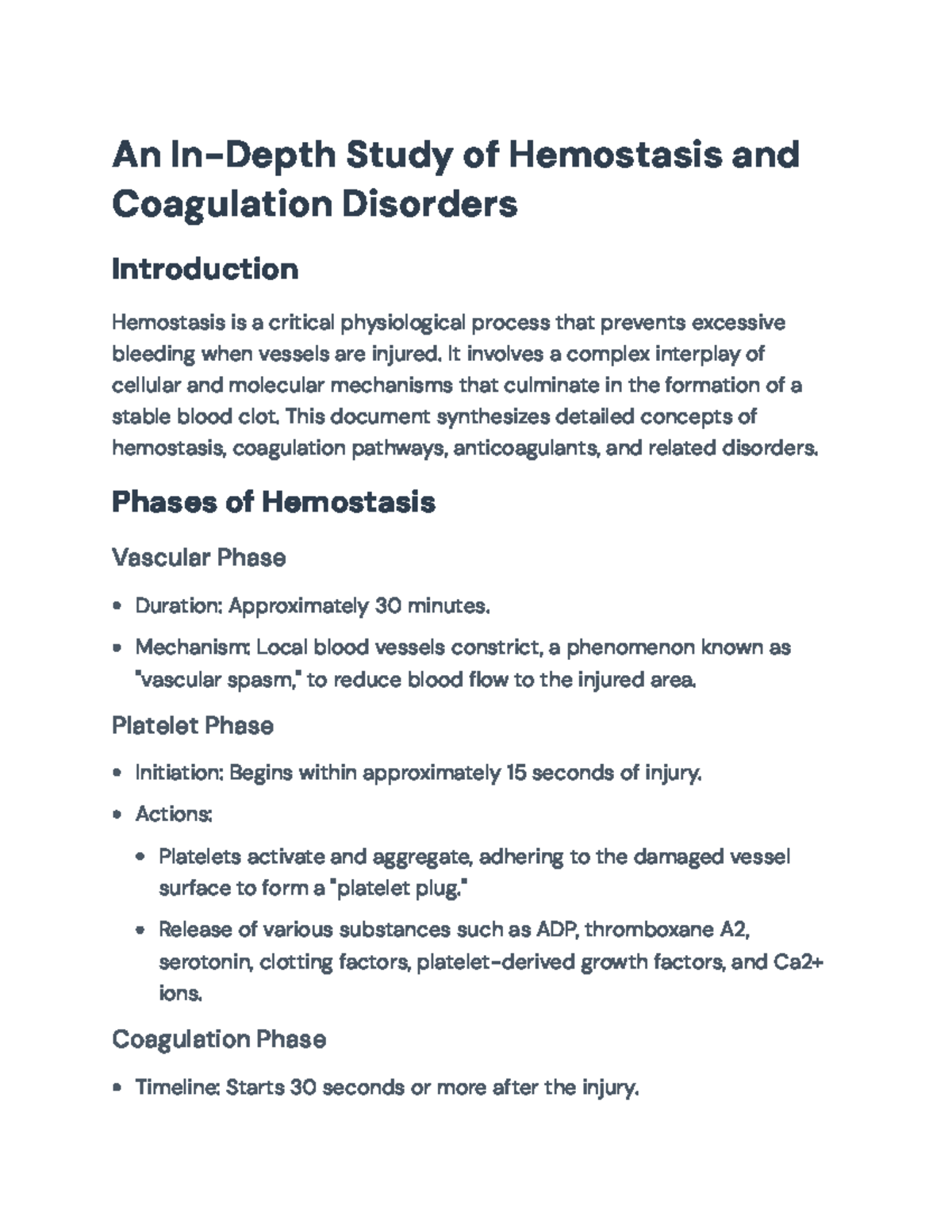 In-Depth Analysis of Hemostasis & Coagulation Disorders (BIOL 301) - Studocu