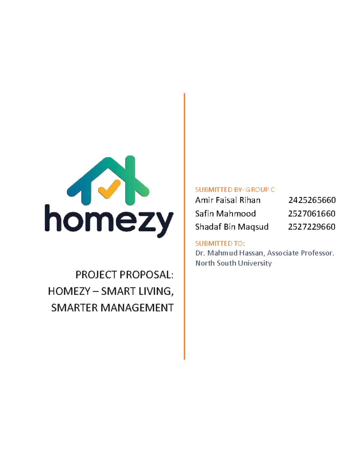 Project Proposal: Homezy Smart Living (Group C) - Studocu