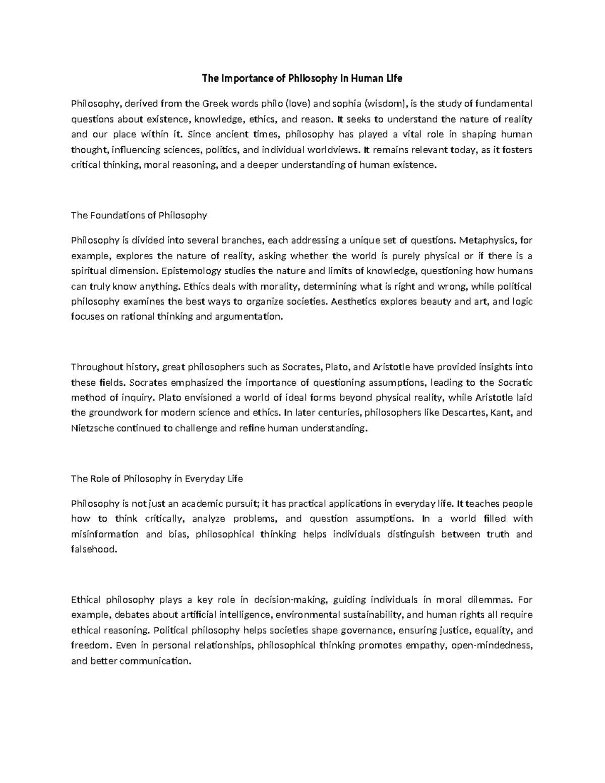 The Importance of Philo - It seeks to understand the nature of reality ...