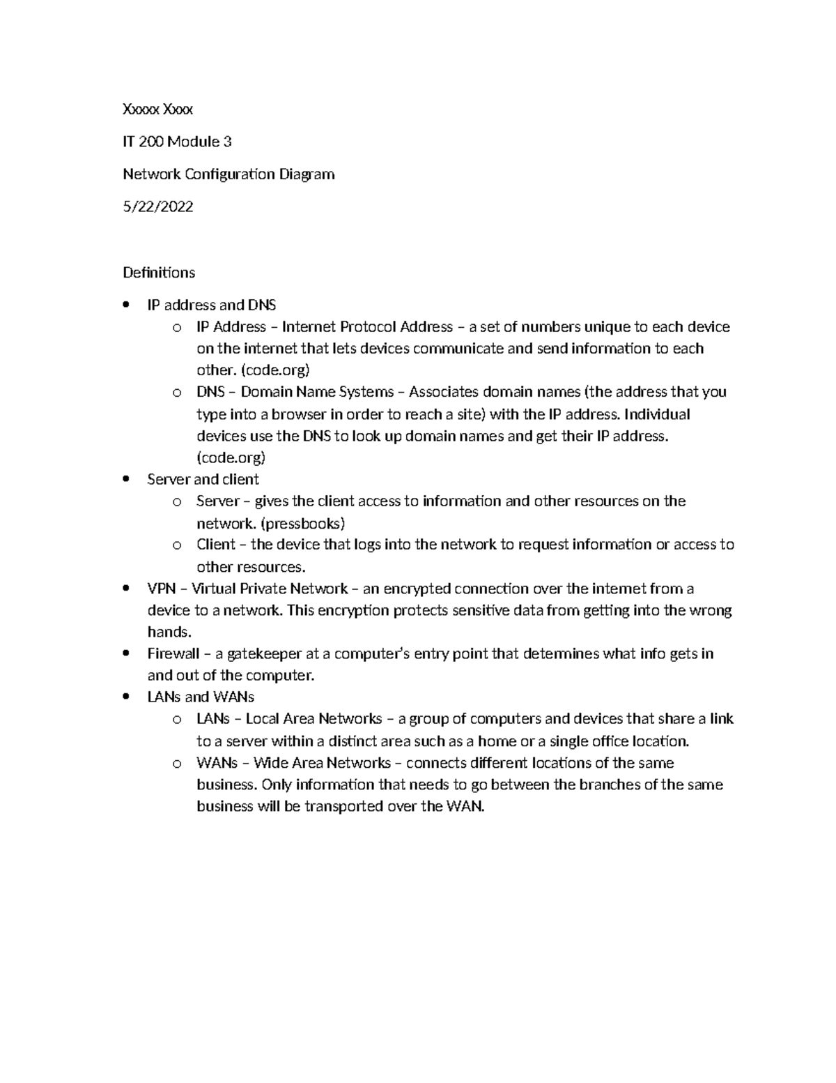 IT 200 Module 3 Network Configuration Overview and Definitions - Studocu