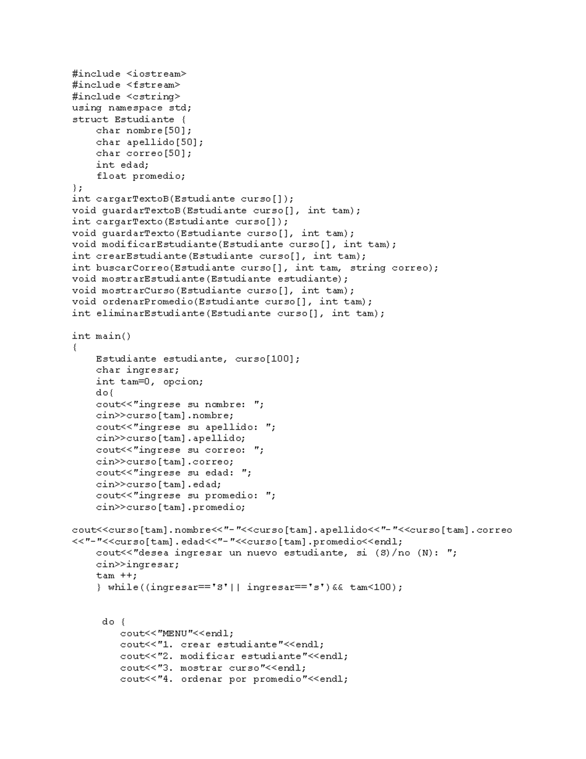 Programación Binaria en C++: Estructuras y Funciones Estudiante - Studocu