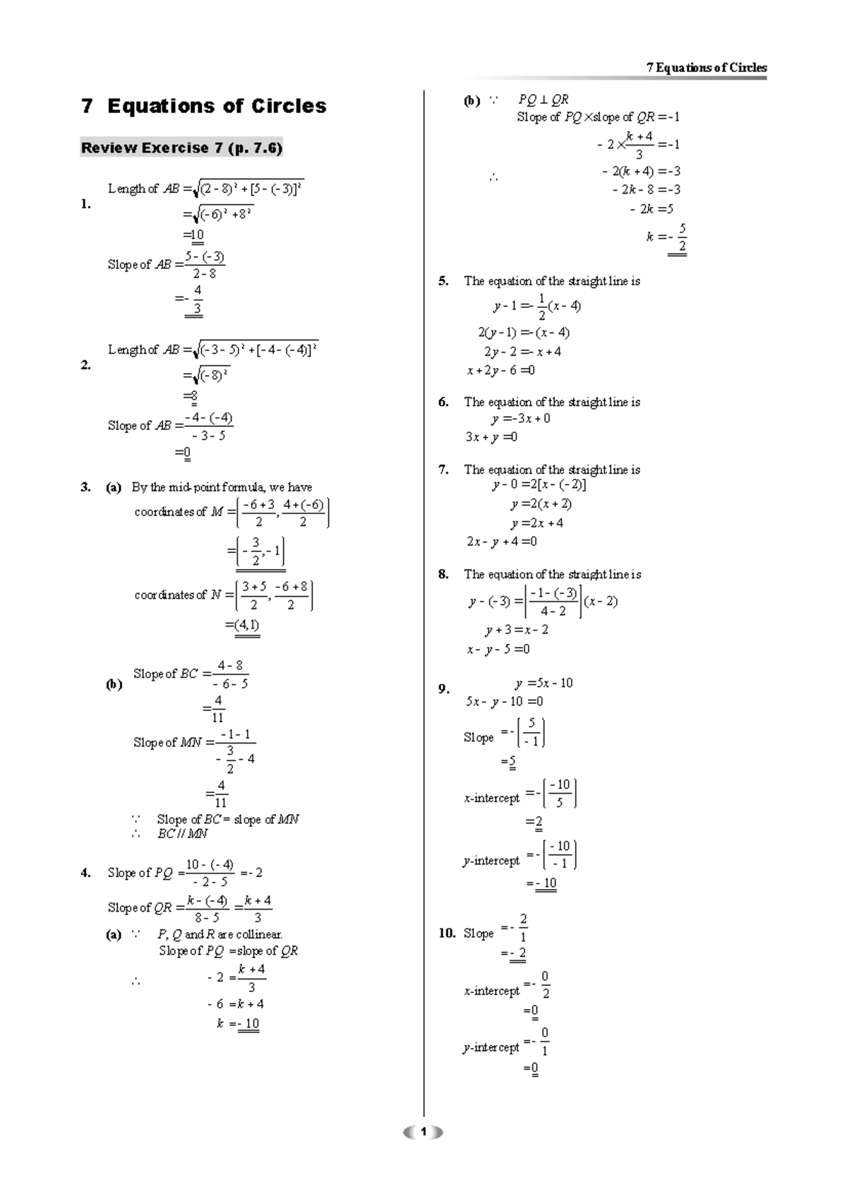 5B Chapter 07: Equations of Circles Review & Exercises - Studocu