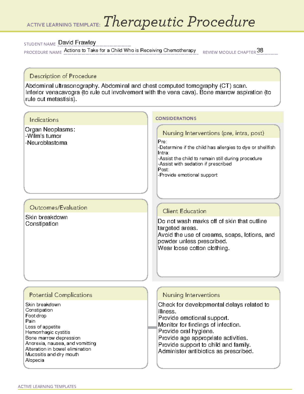 Actions and Nursing Considerations for Pediatric Chemotherapy Care ...