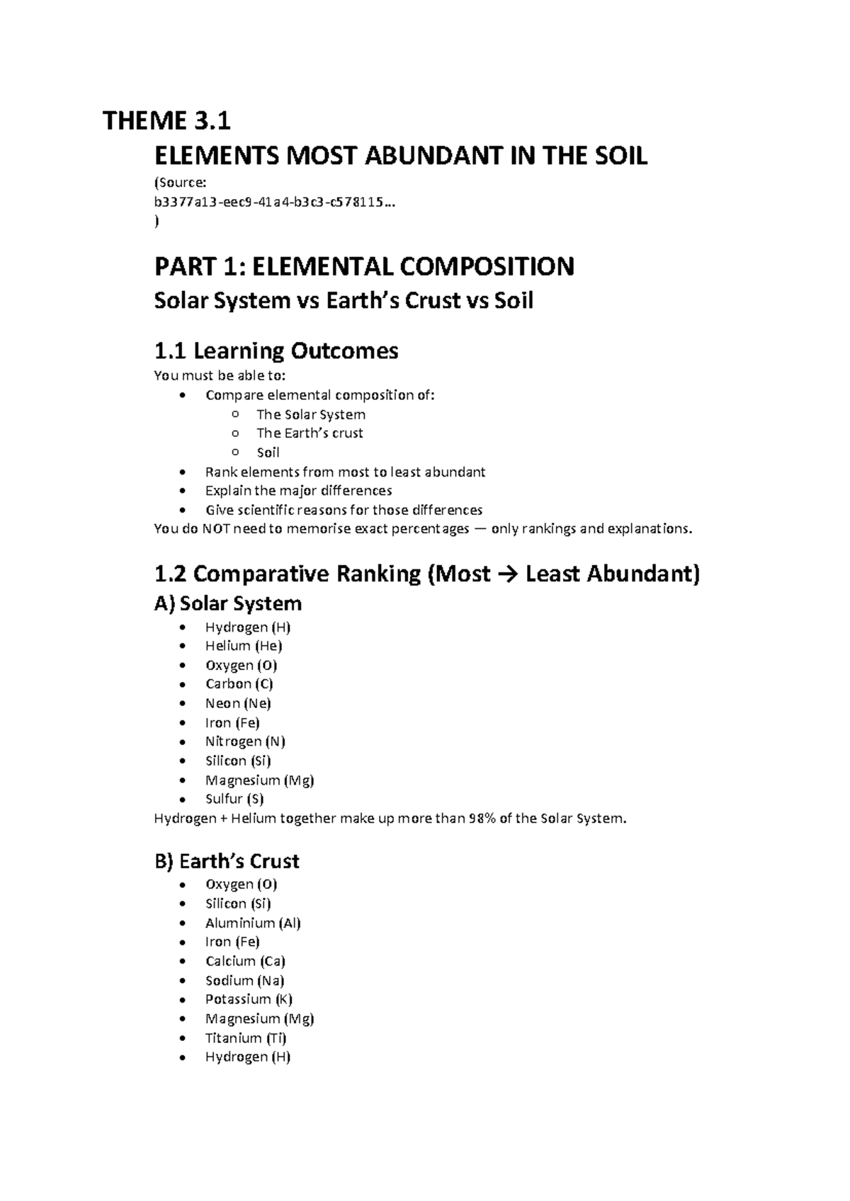 Soil Science Theme 3.1: Elements Abundant in Soil & Weathering (Study ...