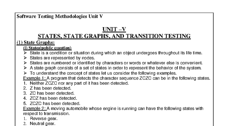 Stm 4&5 units - nice material - Page 1 UNIT – V STATES, STATE GRAPHS ...