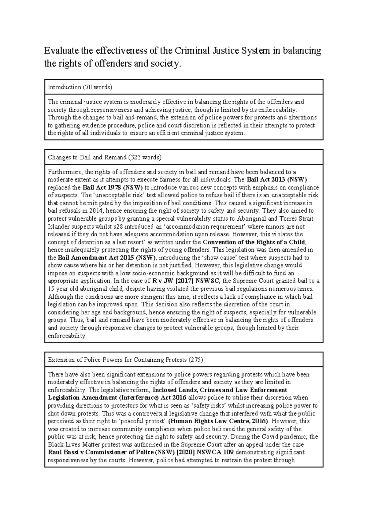Y11 Crime - balancing rights of offenders and society - Evaluate the ...