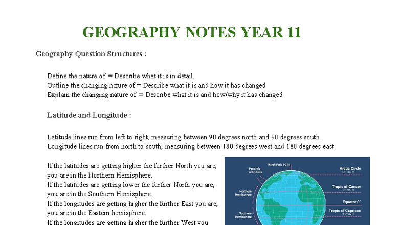 GEOGRAPHY NOTES YEAR 11: Understanding Earth's Natural Systems - Studocu