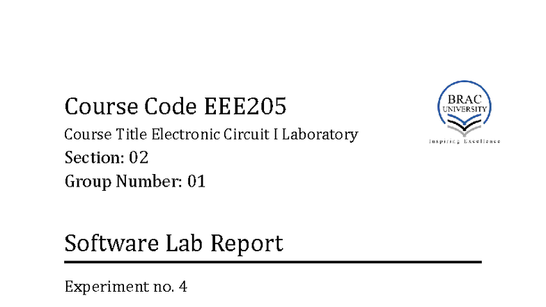Group 1 Software Lab Report: BJT Characteristics - EEE205L - Studocu