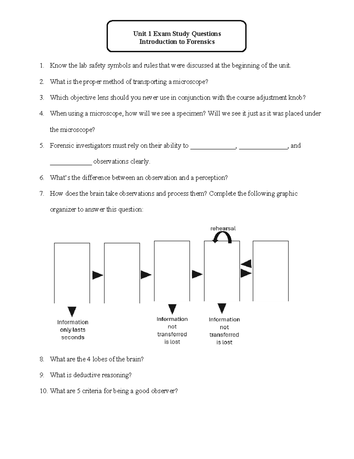 Unit 1 Forensics Exam Study Questions: Key Concepts and Terms - Studocu