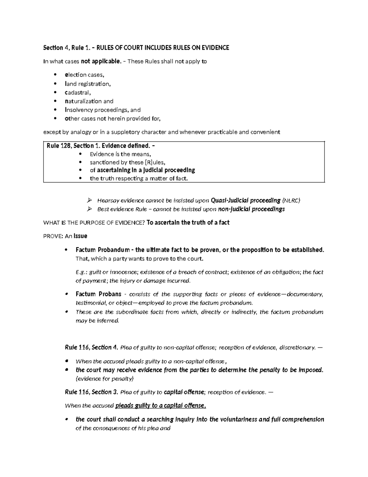 Riano Lecture Notes: Rules of Court & Evidence (Law 101) - Studocu