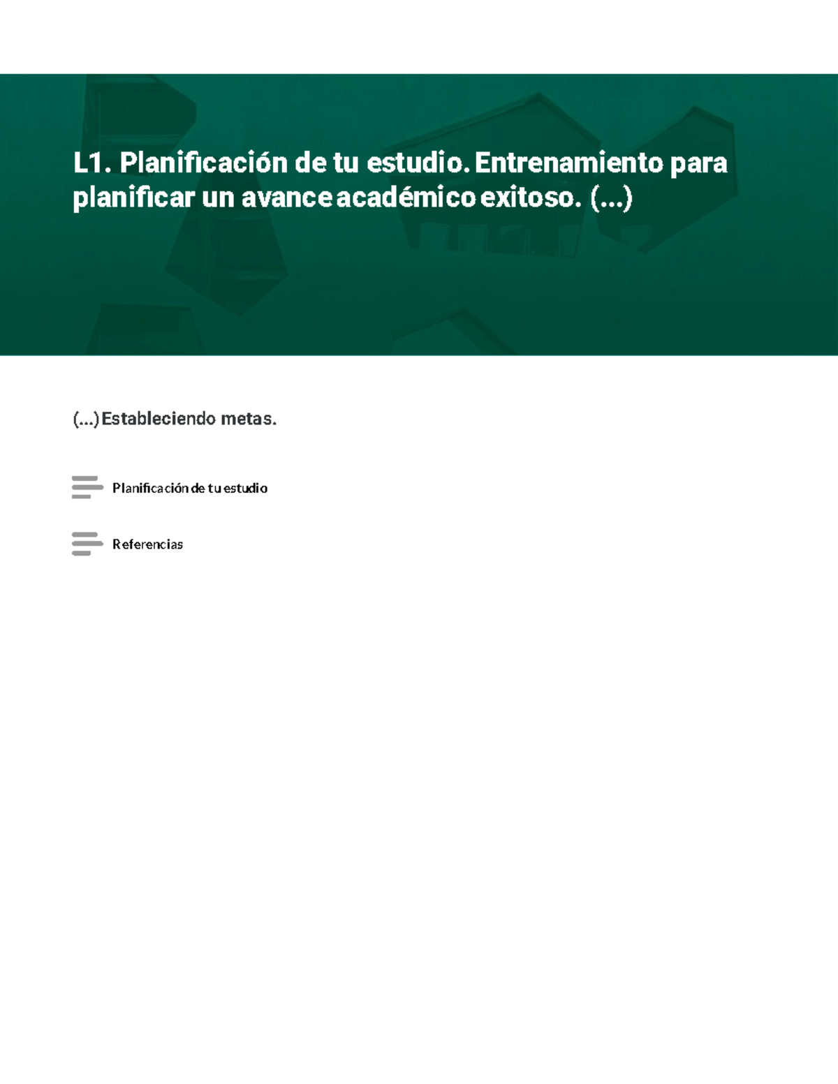L 1 planificacion de tu estudio entrenamiento para planificar un avance ...
