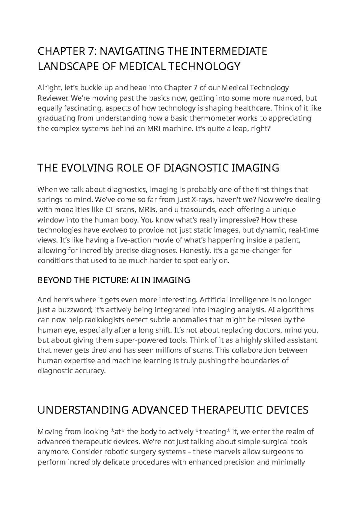 CHAPTER 7: ADVANCED MEDICAL TECHNOLOGY INSIGHTS REVIEW - Studocu