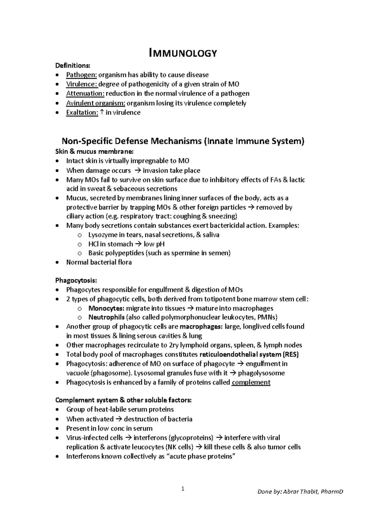 IMMUNOLOGY Review Notes for FPGEE Exam Preparation - Studocu