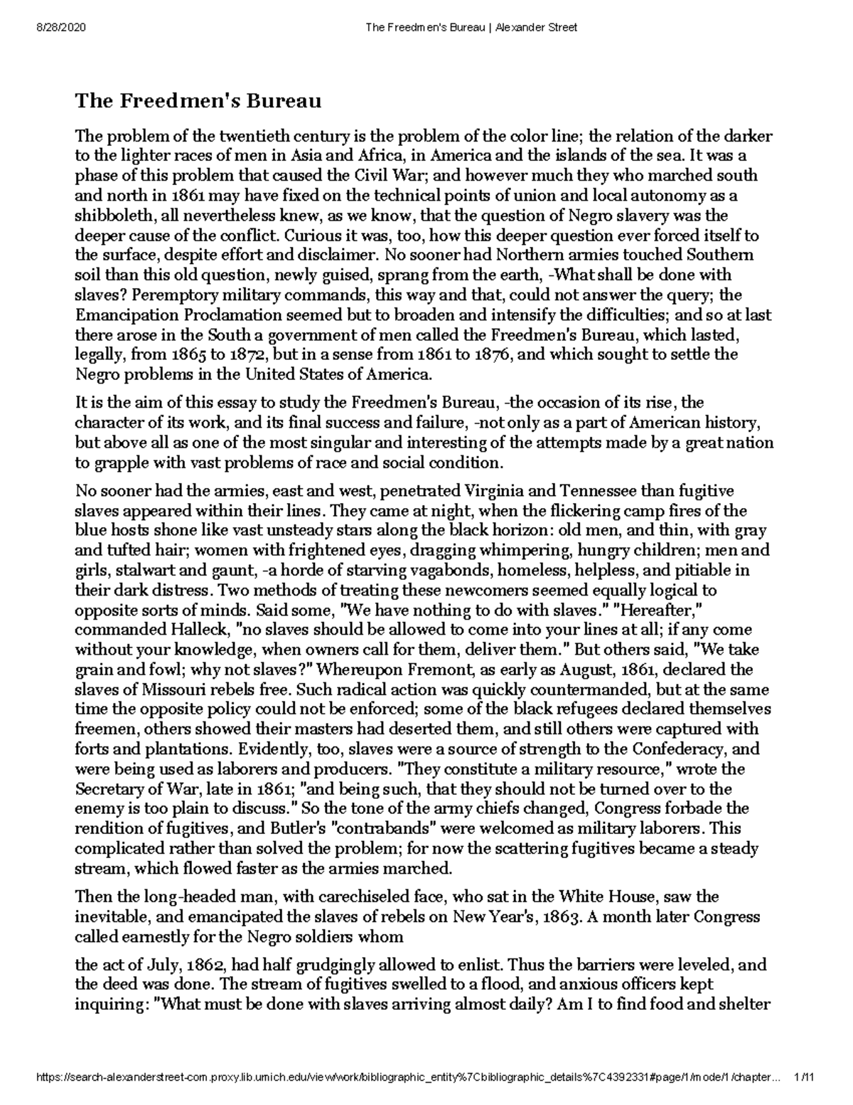 The Freedmen's Bureau: Rise, Challenges, and Legacy (HIST 101) - Studocu